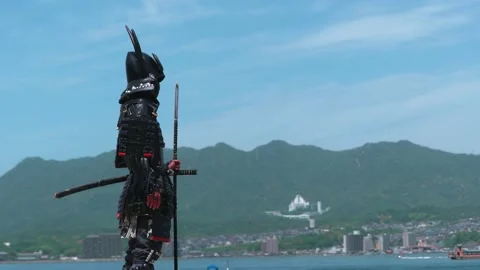 Real Samurai standing guard in Miyajima ... | Stock Video | Pond5