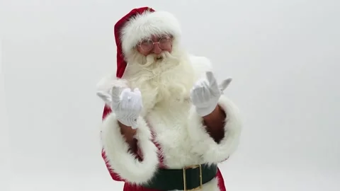 Real Santa Claus on the light grey studi... | Stock Video | Pond5