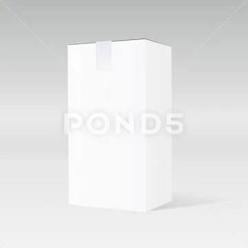 Realistic 3D White Cardboard Taped Box ~ Clip Art #136832627