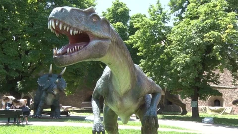 Realistic Allosaurus dinosaur in dino pa... | Stock Video | Pond5
