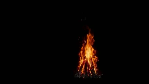 Realistic burning bonfire on a black bac... | Stock Video | Pond5