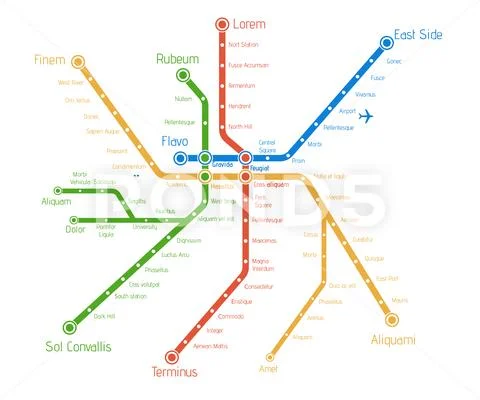 Realistic city metro map. Vector background illustration. Abst ...