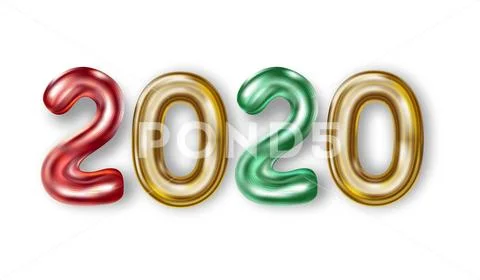 Realistic color 2020 numbers with texture pattern. Isolated on white ...
