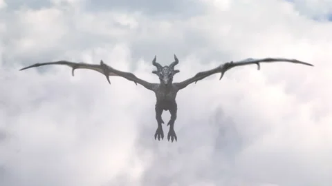 Realistic Dragon flying in the cloudy sk... | Stock Video | Pond5