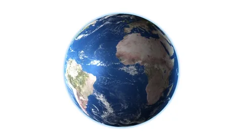 Realistic Earth Rotating on White Screen... | Stock Video | Pond5