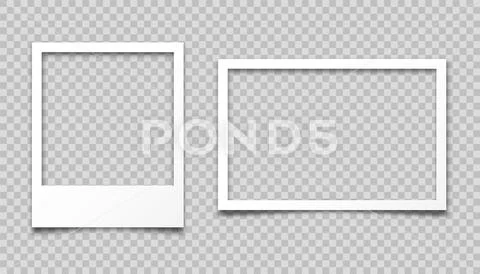 Realistic empty photo card frame, film set. Retro vintage photograph ...