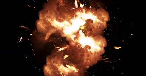 Realistic fireball explosion and blasts ... | Stock Video | Pond5