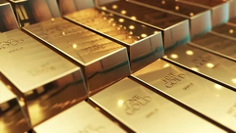 Realistic gold ingots animation abstract... | Stock Video | Pond5