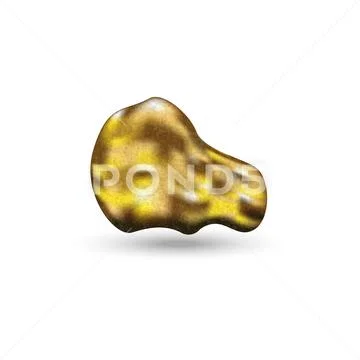 Realistic gold nugget isolated 3d vector illustration object on a white ...