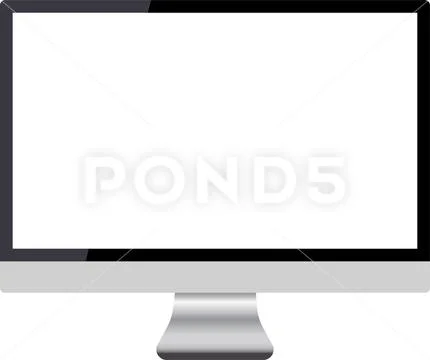 Realistic illustration of black computer LCD monitor screen. TV mock up ...