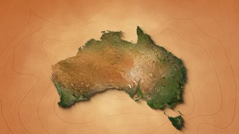 A realistic map of Australia. Brown vint... | Stock Video | Pond5