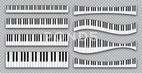 Realistic piano keys collection. Musical instrument keyboard on ...