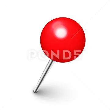 Realistic red push pin. Board tack isolated on white background ...