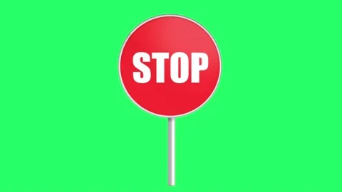 Realistic red STOP sign on green backgro... | Stock Video | Pond5