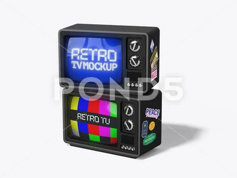 PSD Template: Realistic Retro Tv Screen 3D Mockup #294162707