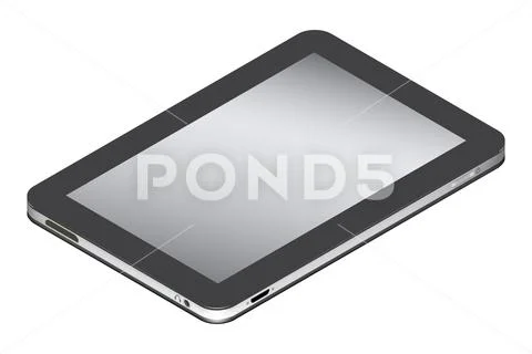 Realistic tablet in left side isometry isolated on a white background ...