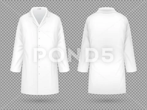 Realistic white medical lab coat, hospital professional suit vector ...