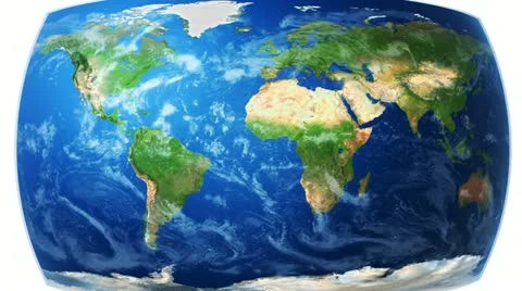 Realistic World Map Wraps to Globe (loop... | Stock Video | Pond5