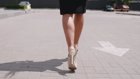 Rear back view feet of businesswoman com... | Stock Video | Pond5