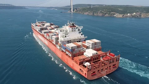 Rear deck of the cargo ship, loaded with... | Stock Video | Pond5