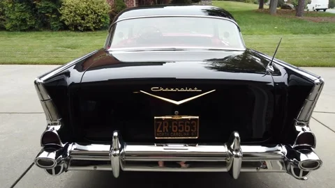 The rear end of a classic 1957 Chevrolet... | Stock Video | Pond5