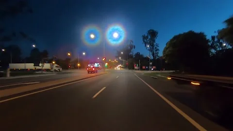 Rear facing night driving point of view ... | Stock Video | Pond5