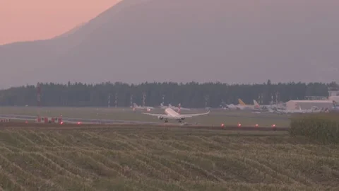 Rear view of Airbus A220-300 airplane la... | Stock Video | Pond5