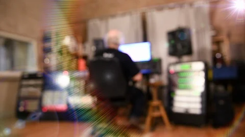Rear view defocused blur man working aud... | Stock Video | Pond5