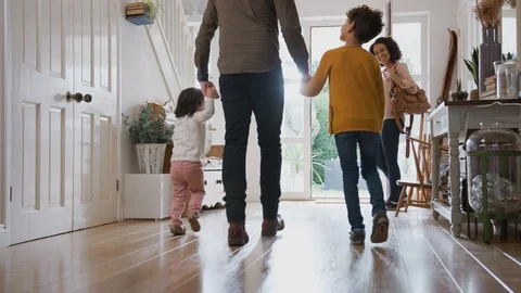 Rear View Of Family Leaving Home On Trip... | Stock Video | Pond5