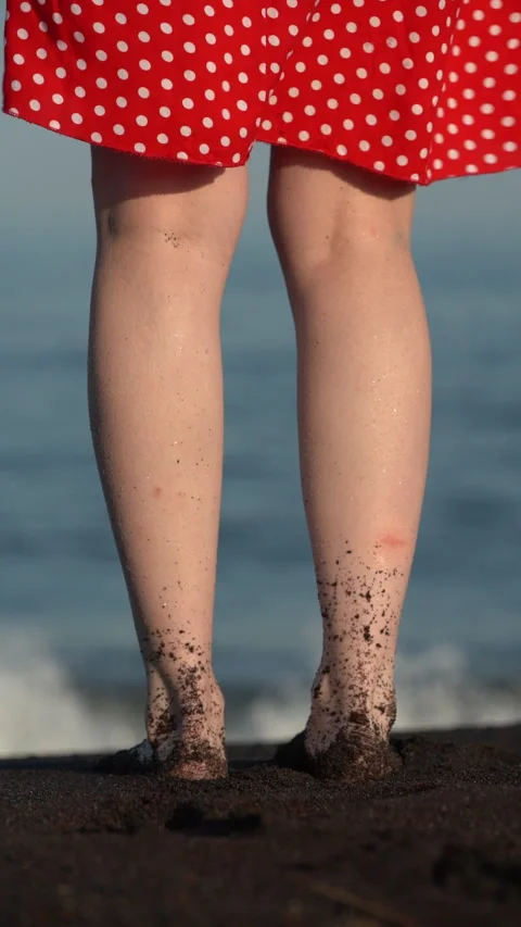 Rear view of female long legs barefoot s... | Stock Video | Pond5