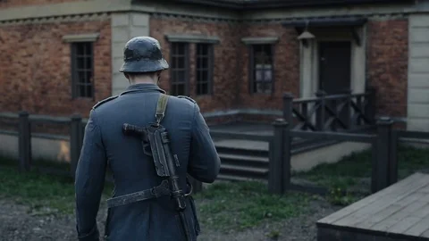 Rear view of a German soldier with a rif... | Stock Video | Pond5