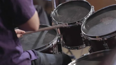 Rear view of man playing drums in studio... | Stock Video | Pond5