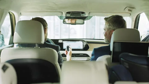 Rear view of men friends sitting in car ... | Stock Video | Pond5