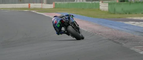 Rear view of a Motorcycle Yamaha R6 taki... | Stock Video | Pond5