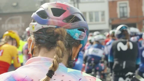 Rear view of professional female cyclist... | Stock Video | Pond5