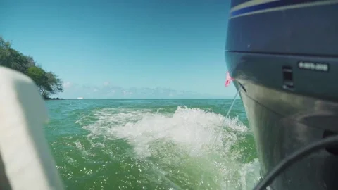 Rear view of a speed boat showing the wa... | Stock Video | Pond5