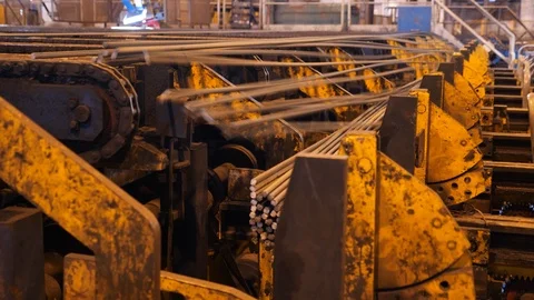 Rebar Packaging Conveyor | Stock Video | Pond5