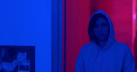 rebellion, challenge - serious hooded gi... | Stock Video | Pond5