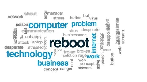 Reboot animated word cloud, text design ... | Stock Video | Pond5