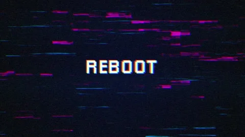 REBOOT text over Glitches, VHS defects,... | Stock Video | Pond5
