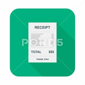 Receipt paper, bill check, invoice, cash receipt. Isolated icon ...