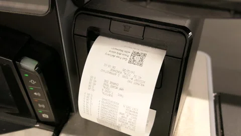 Receipt at self-checkout counter inside ... | Stock Video | Pond5