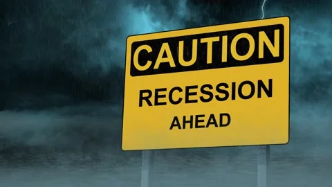 Recession Ahead Caution Road Sign with S... | Stock Video | Pond5