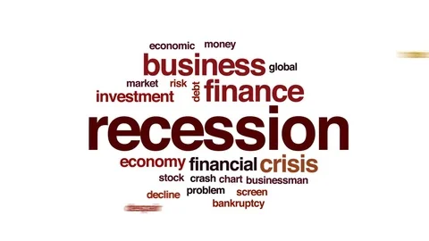 Recession animated word cloud, text desi... | Stock Video | Pond5