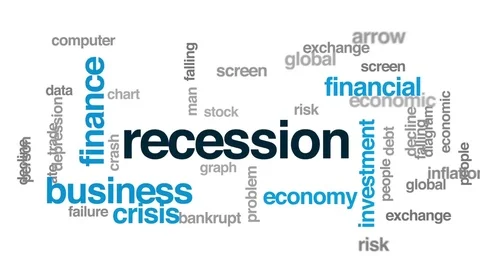 Recession animated word cloud, text desi... | Stock Video | Pond5
