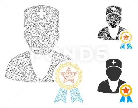 Recommended by Doctors Vector Mesh 2D Model and Triangle Mosaic Icon ...