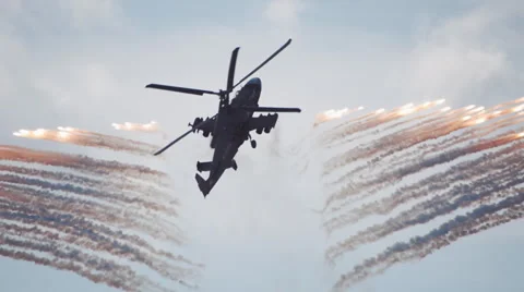 Reconnaissance and attack helicopter of ... | Stock Video | Pond5