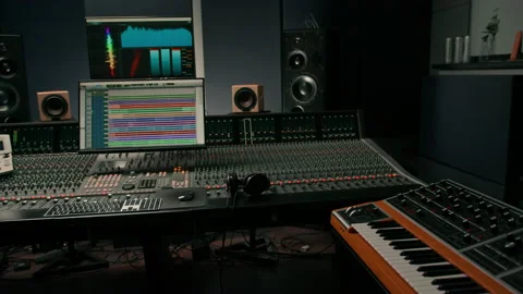 recording studio with a screen with soun... | Stock Video | Pond5