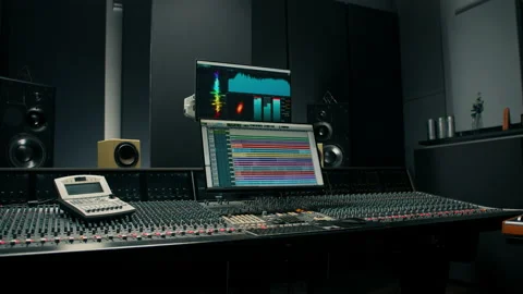 recording studio with a screen with soun... | Stock Video | Pond5