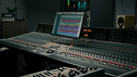 recording studio with a screen with soun... | Stock Video | Pond5